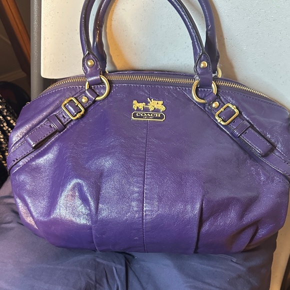 Coach | Bags | Coach Deep Purple Leather Satchel | Poshmark
